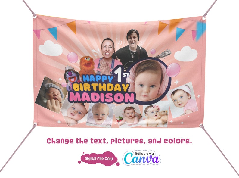 Ms Rachel Birthday Banner Backdrop Pink Ms Rachel Birthday - Etsy