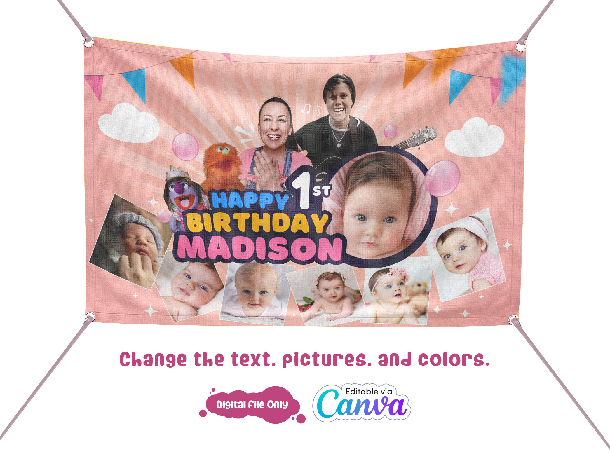 Ms Rachel Birthday Banner Backdrop Pink Ms Rachel Birthday - Etsy