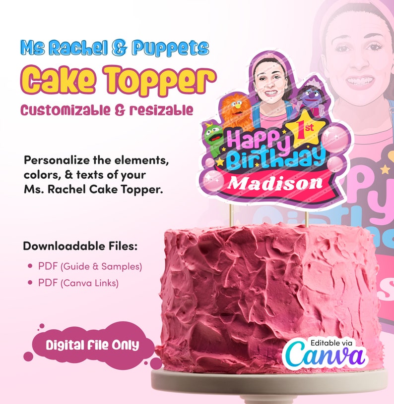 Ms Rachel Cake Topper, Songs for Littles, Digital Printable Birthday ...