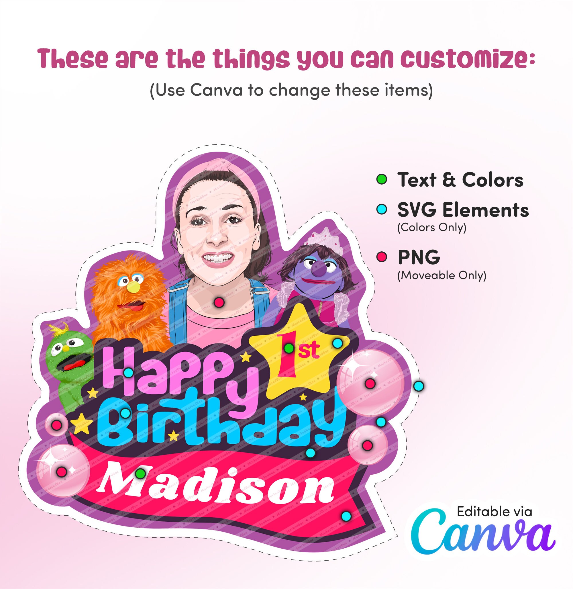 Ms Rachel Cake Topper, Songs for Littles, Digital Printable Birthday ...