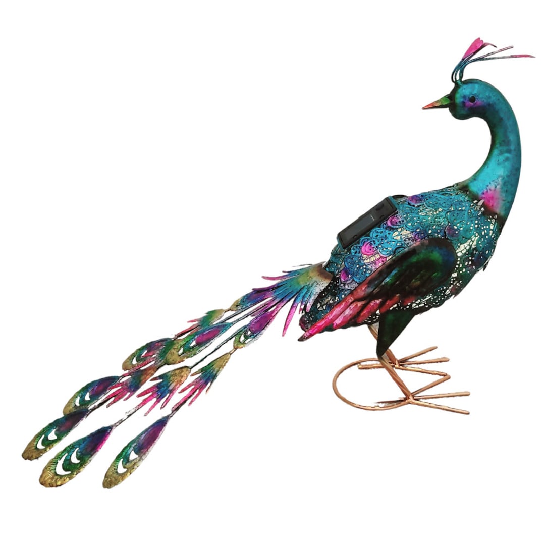 Handmade Solar Garden Lights Solar Powered Peacock Garden Ornaments ...