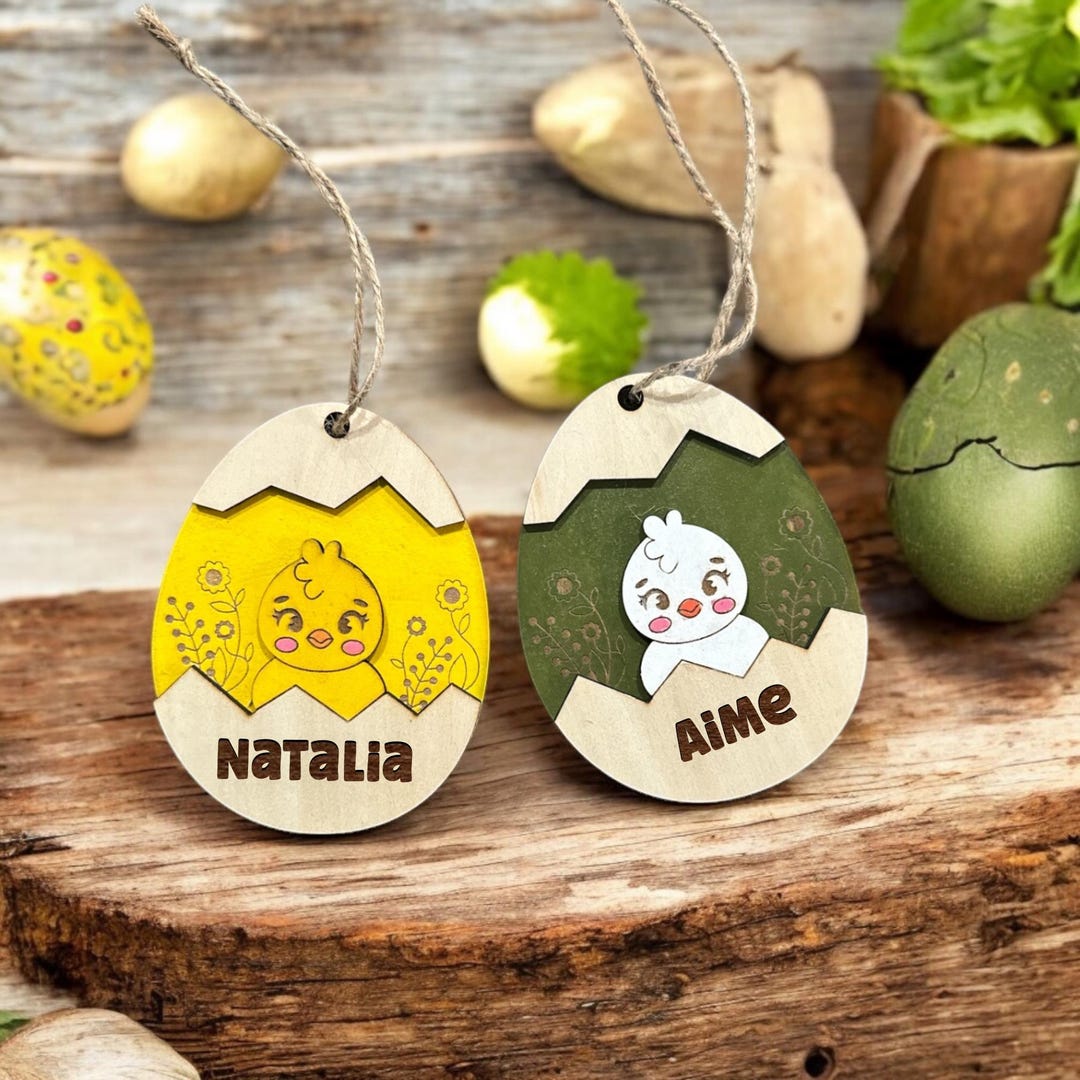 Easter Basket Name Tags, Laser-cut and Engraved Personalized Name Tags ...