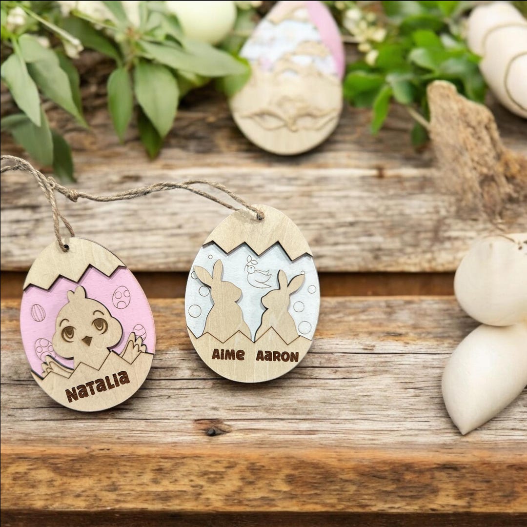 Easter Basket Name Tags, Laser-cut and Engraved Personalized Name Tags ...