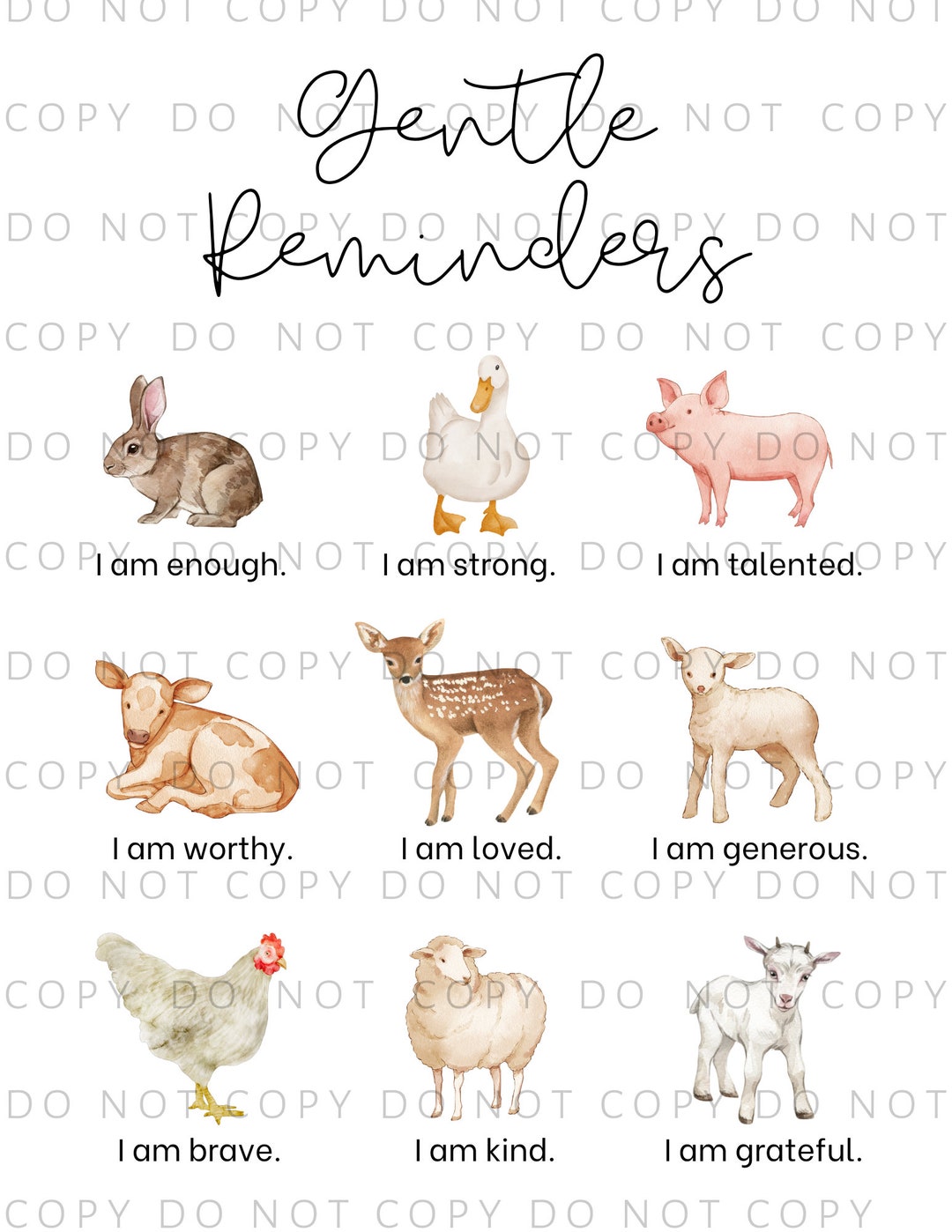 Animal Gentle Reminders Digital Download - Etsy