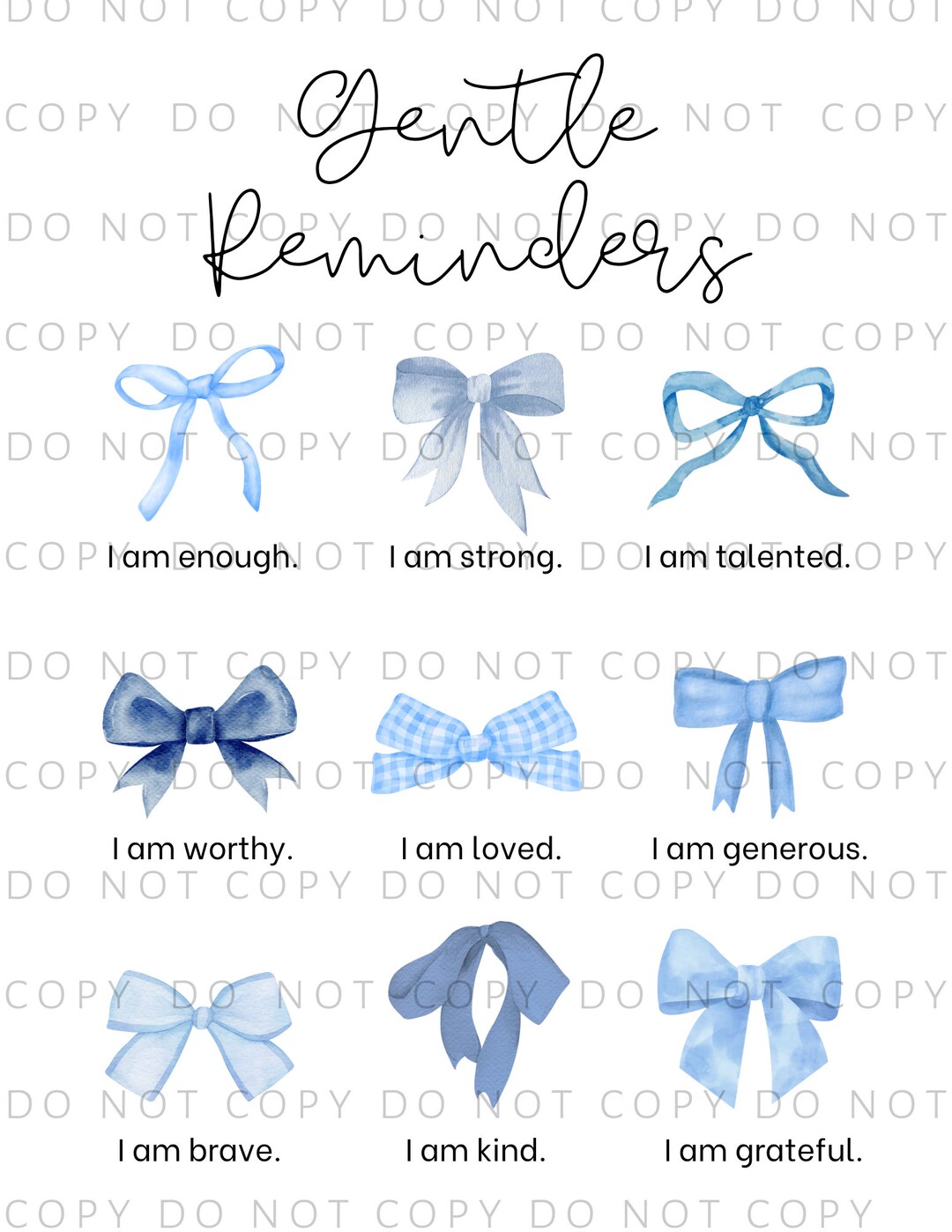 Blue Bow Gentle Reminders Digital Download - Etsy