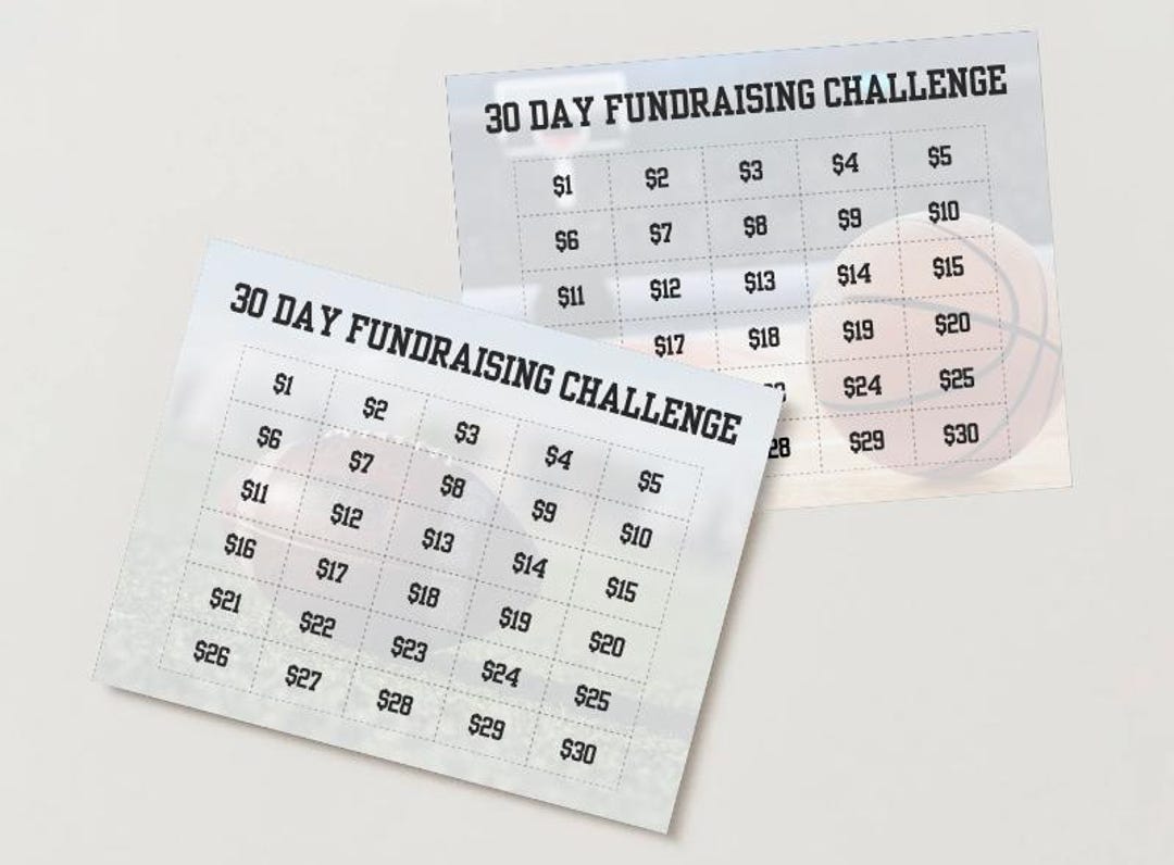 30 Day Football Fundraising Challenge, Custom Sports Fundraiser Tracker ...