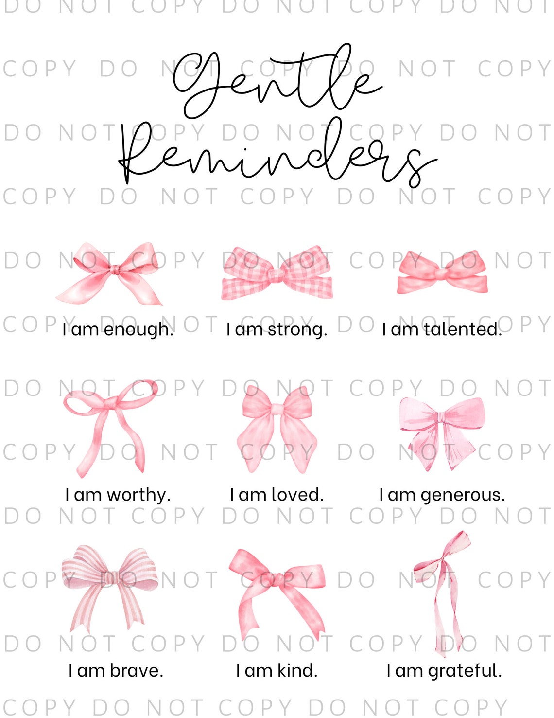 Pink Bow Gentle Reminders Digital Download - Etsy
