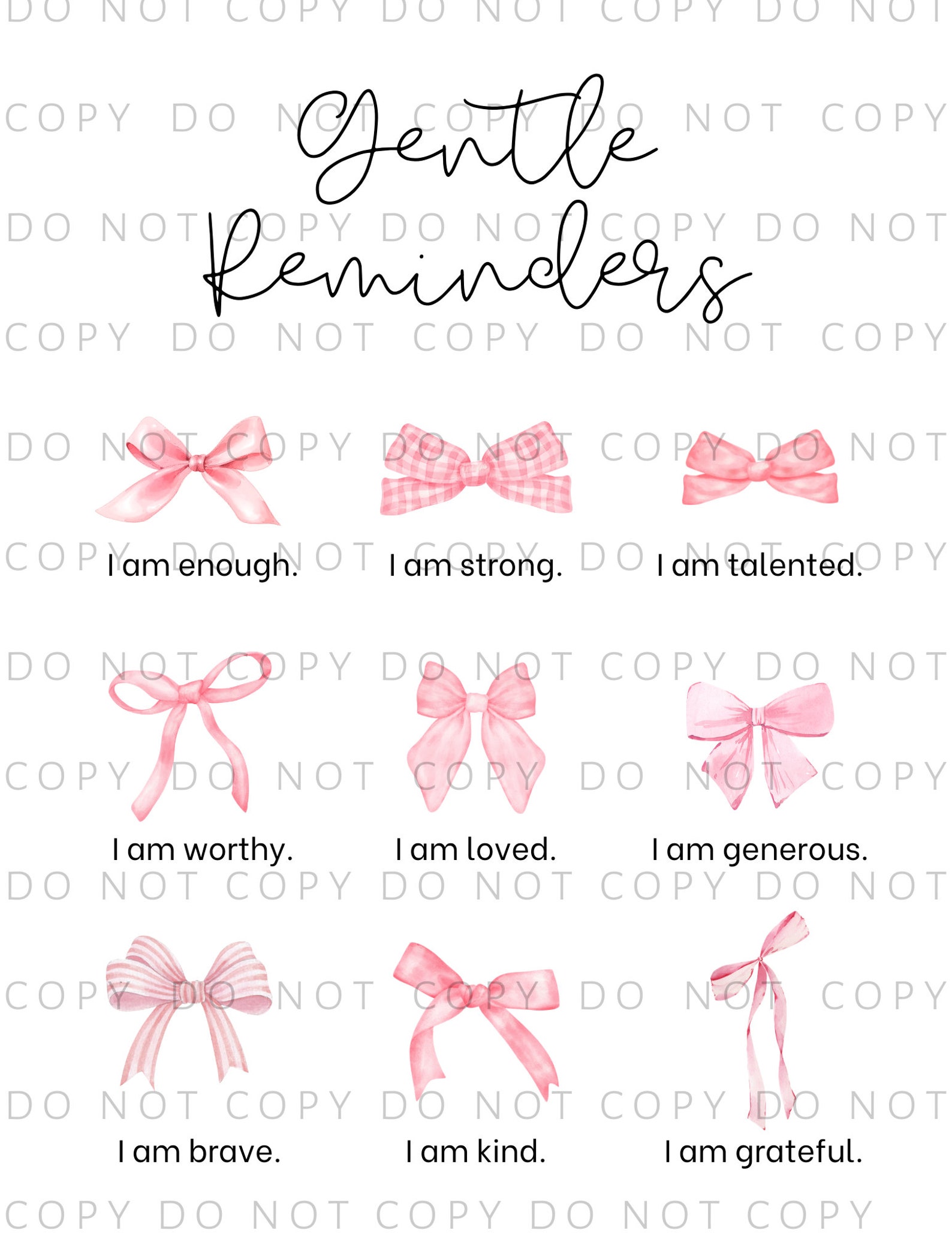 Pink Bow Gentle Reminders Digital Download - Etsy