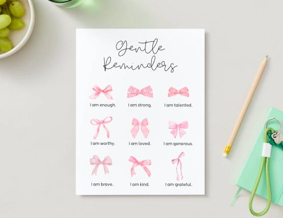 Pink Bow Gentle Reminders - Digital Download - Etsy