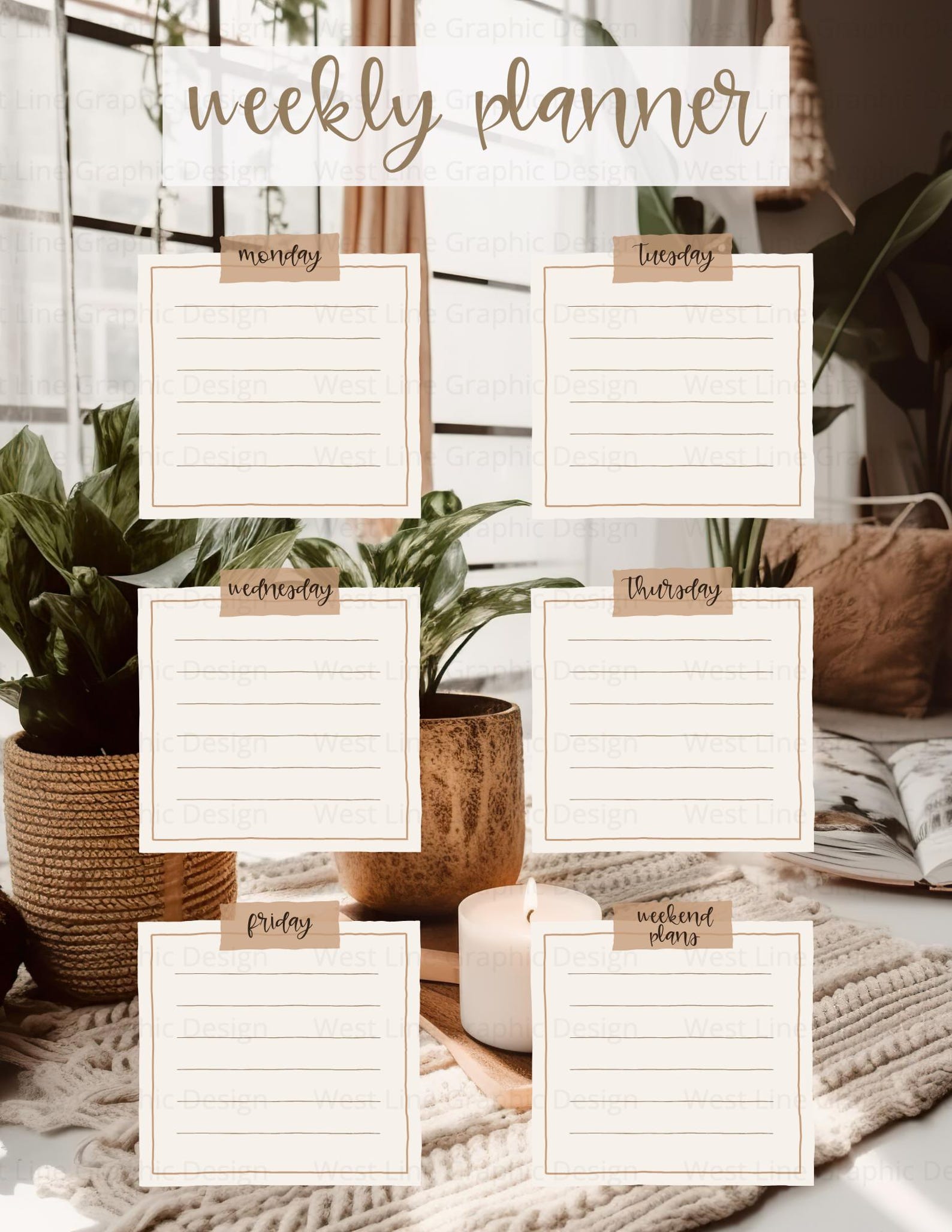 Boho Weekly Planner Printable | Minimalist Organizer (digital Download ...