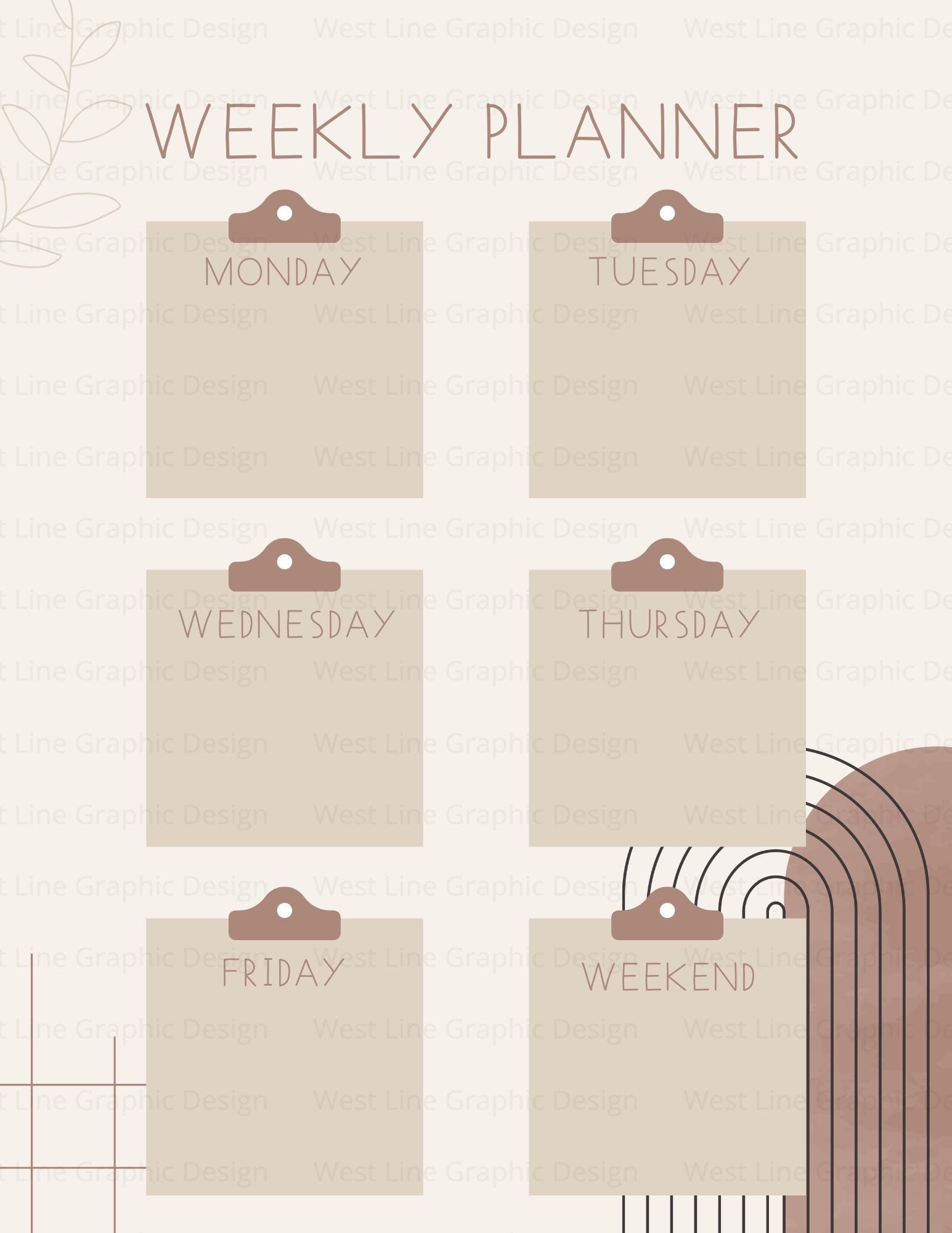 Boho Weekly Planner Printable | Minimalist Monday Start (digital ...