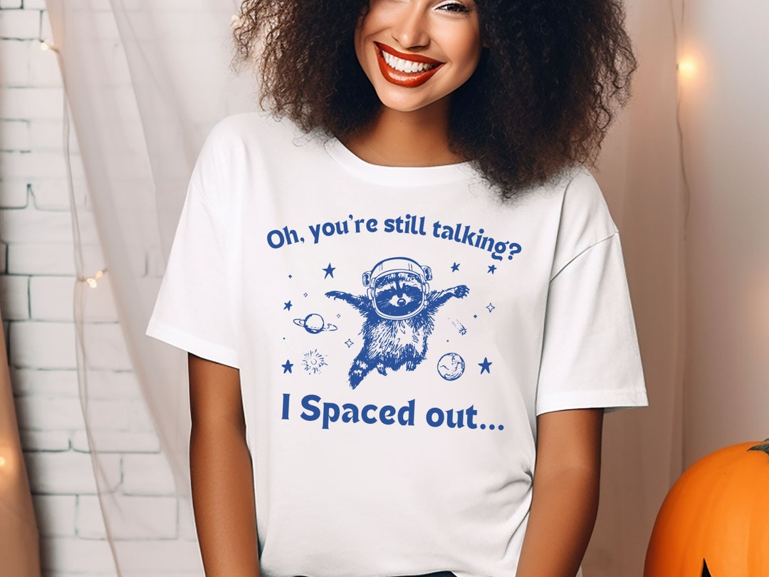 Raccoon Spaced Out Shirt, Funny Meme Tee, Retro Cartoon T-shirt ...