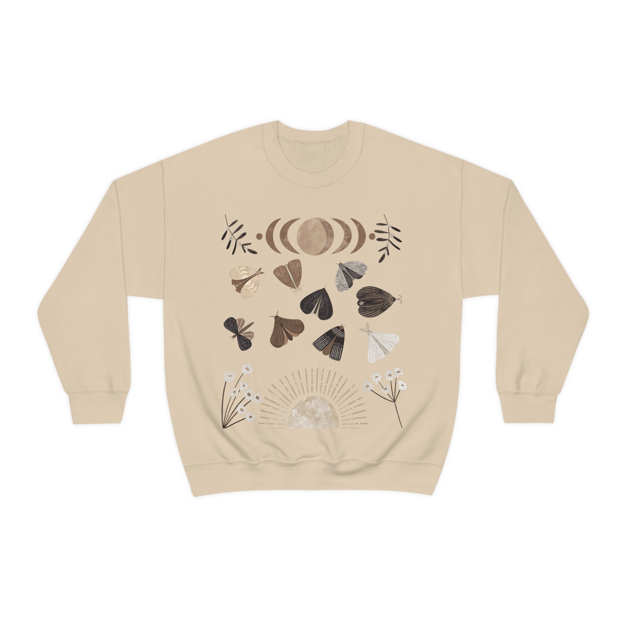 Moth Sweatshirt, Sun and Moon, Academia, Cottagecore Clothing ...