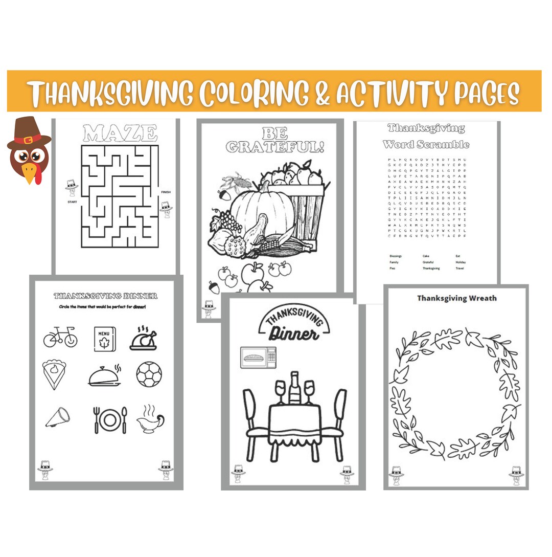Thanksgiving Coloring and Activity Pages, Kids Coloring and Printable ...
