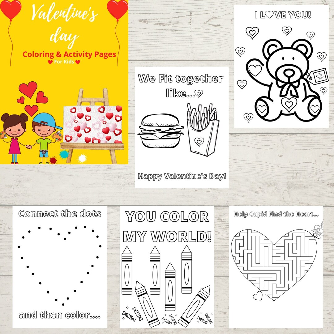 Valentine's Day Coloring and Activity Pages, Kids Coloring and ...