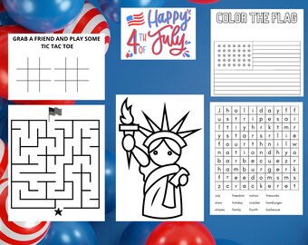4th of July Independence Day Kids Activity Printable Placemat Instant ...