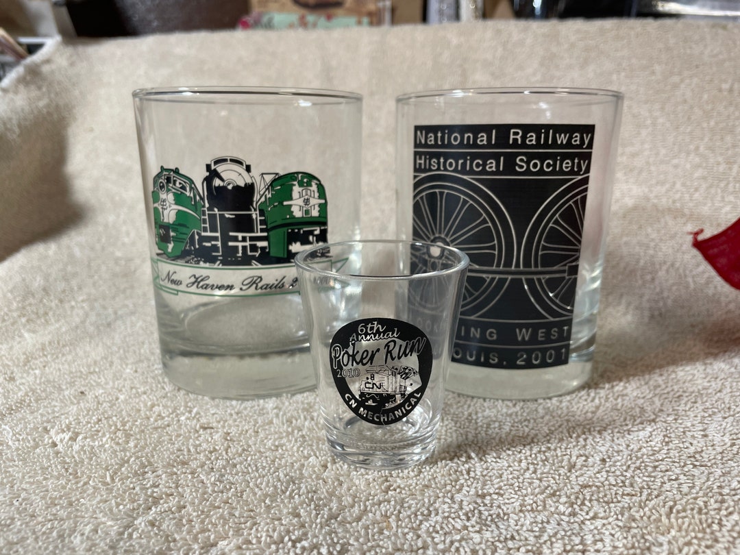 Highball Glasses and Shot Glass With Railroad Themes* - Etsy