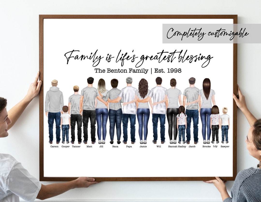 Custom Family Portrait Personalized Family Print Custom Gift for Family ...