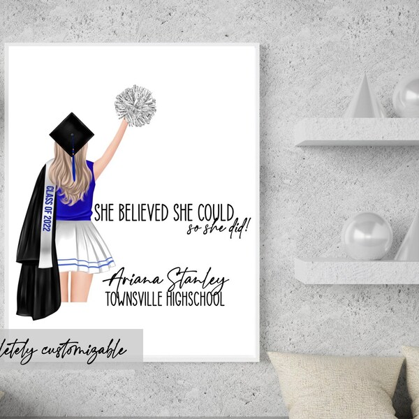 Cheerleader Graduation Print - Etsy