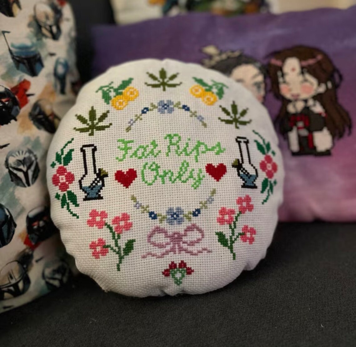 Fat Rips Only Cross Stitch Pattern: Kitsch Stoner Design (digital ...
