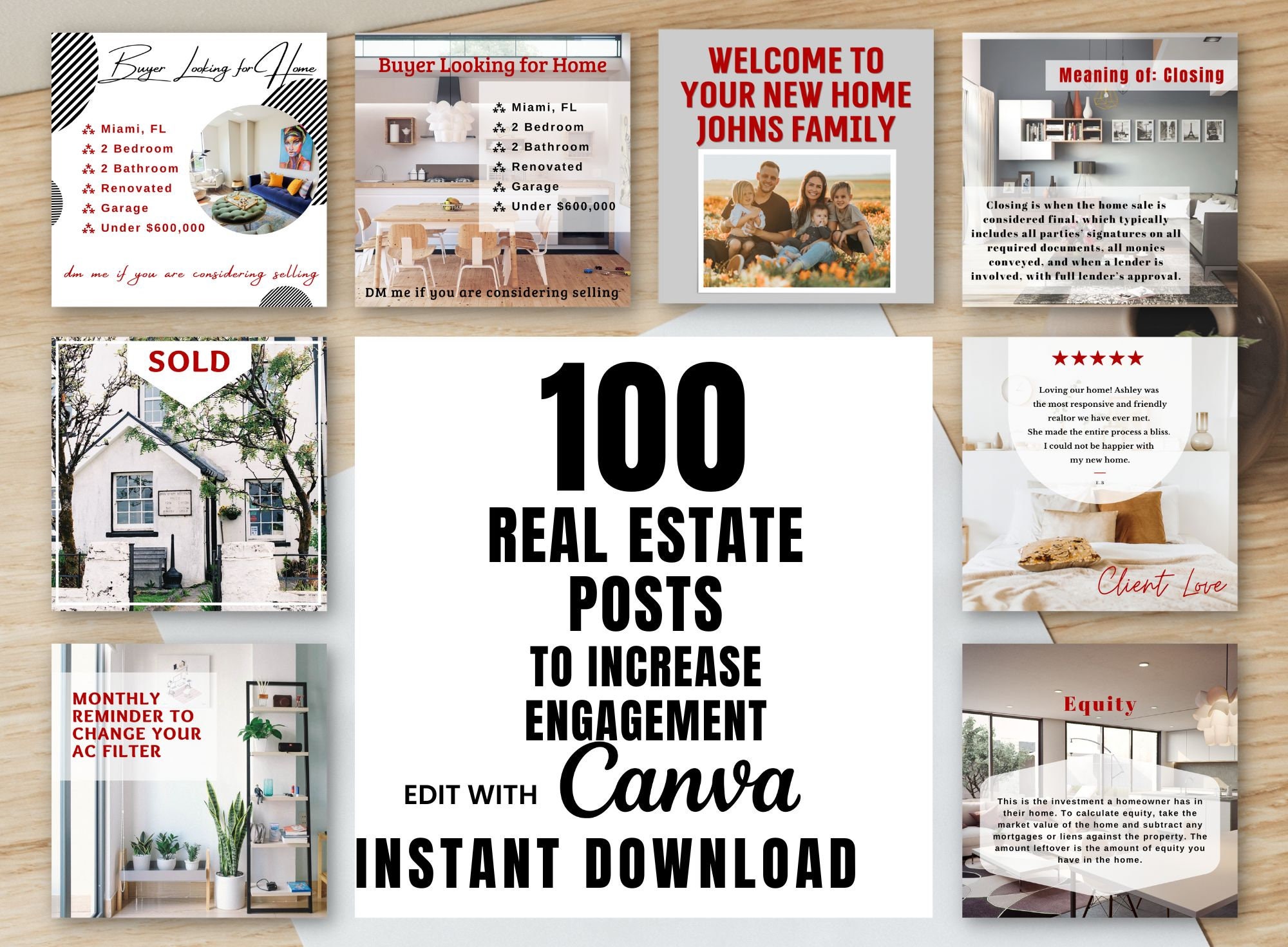 100 Red and Black Real Estate Social Media Posts, Instagram Real Estate ...