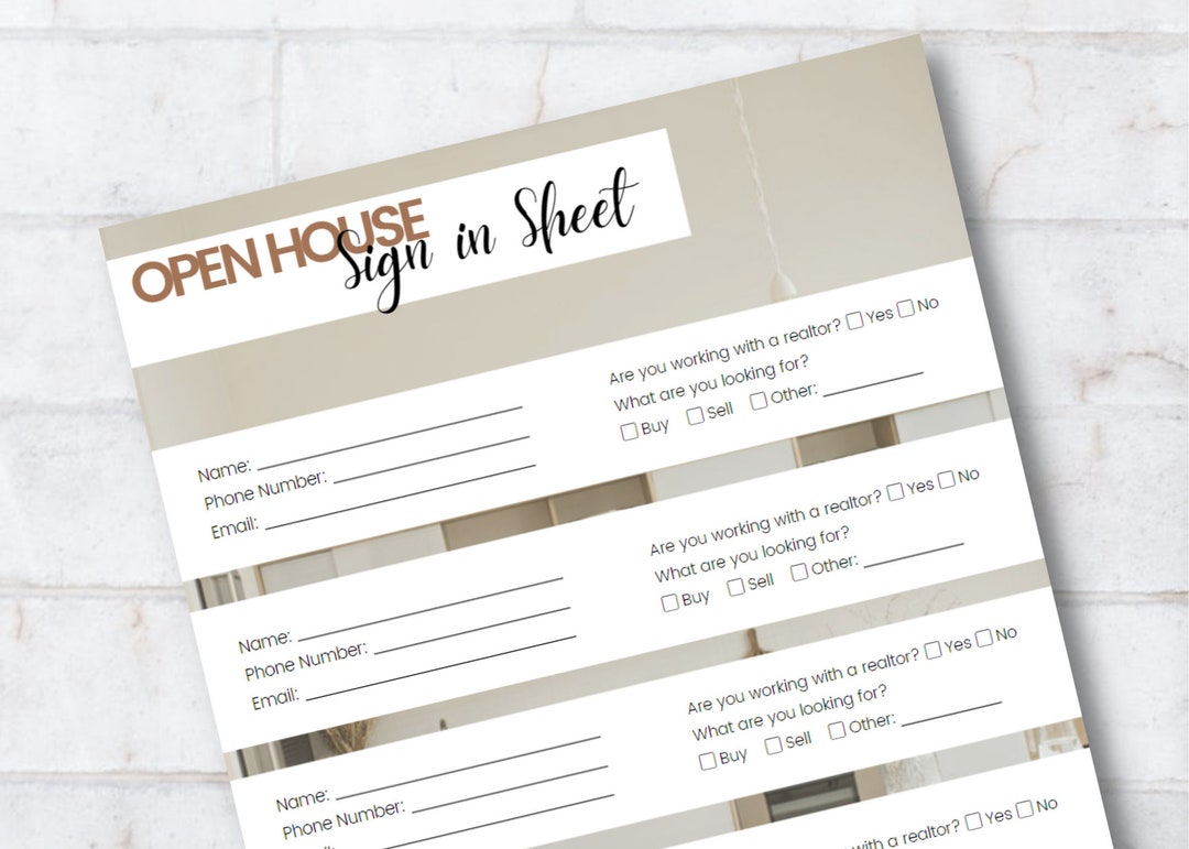 Real Estate Open House Sign-in Sheet: Customizable Canva Template - Etsy
