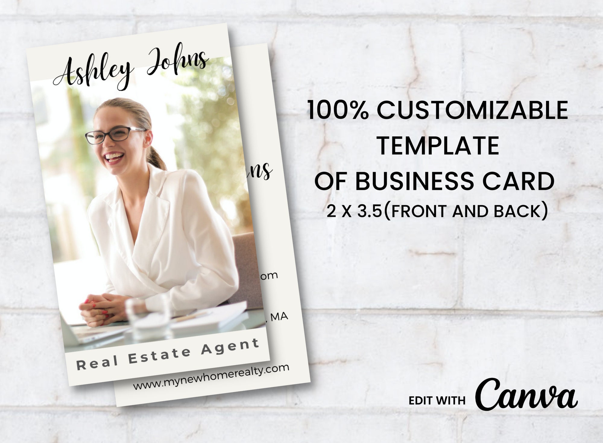 Vertical Business Card Realtor Business Card Template for - Etsy