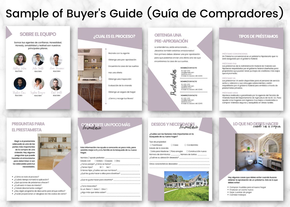 SPANISH Buyer Guide Real Estate Bundle Customizable Canva - Etsy