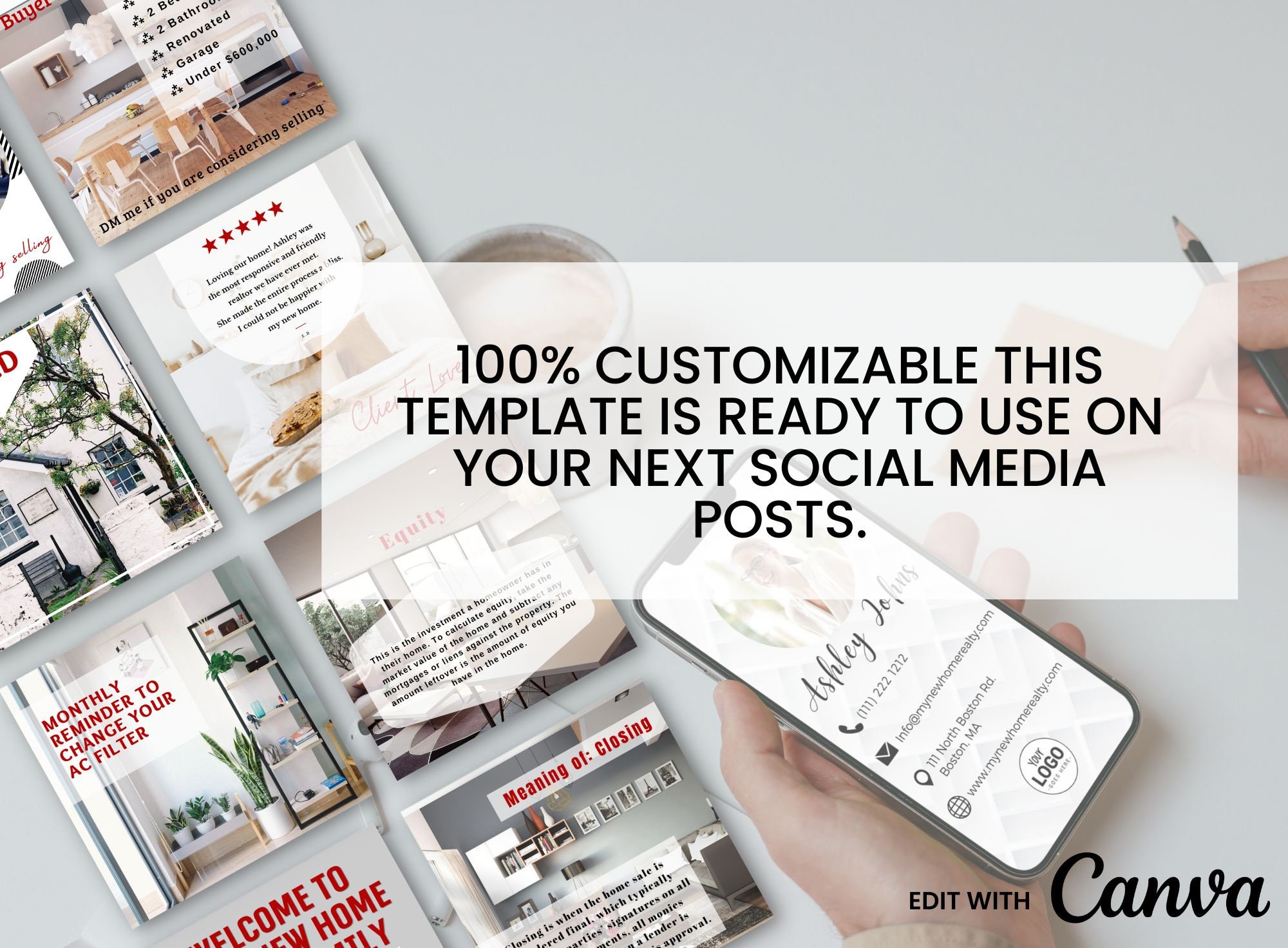 100 Red and Black Real Estate Social Media Posts, Instagram Real Estate ...