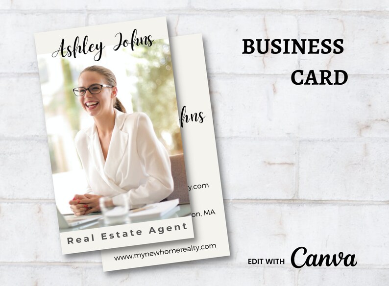 Vertical Business Card, Realtor Business Card Template for Real Estate ...