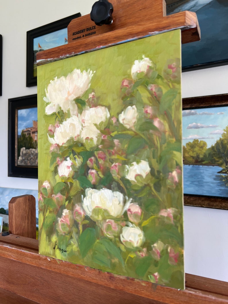 Peonies 9x12in Original Fine Art Oil Painting on Panel White Peonies ...