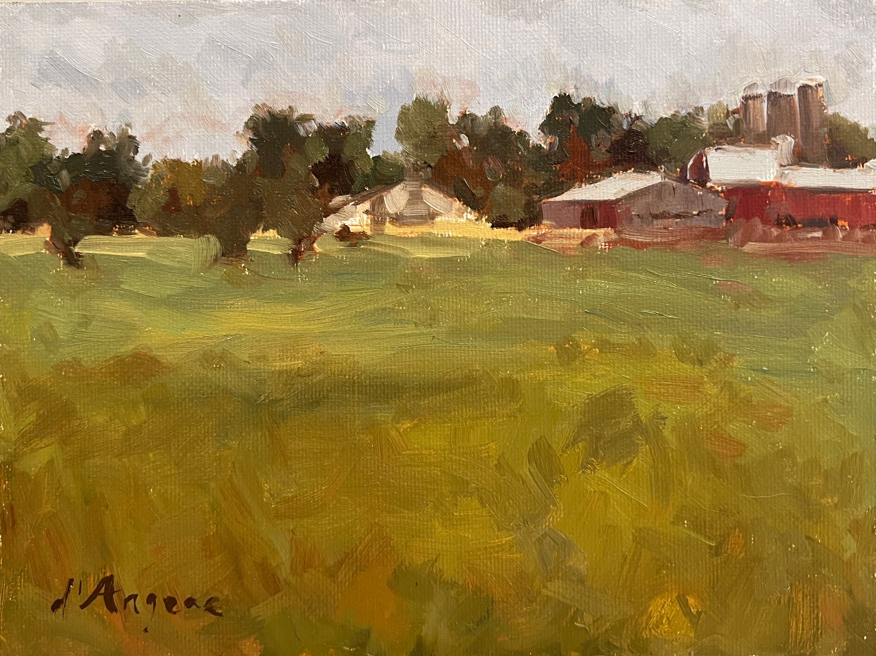Wisconsin Farm 6x8in Original Oil Landscape Painting of Wisconsin Dairy ...