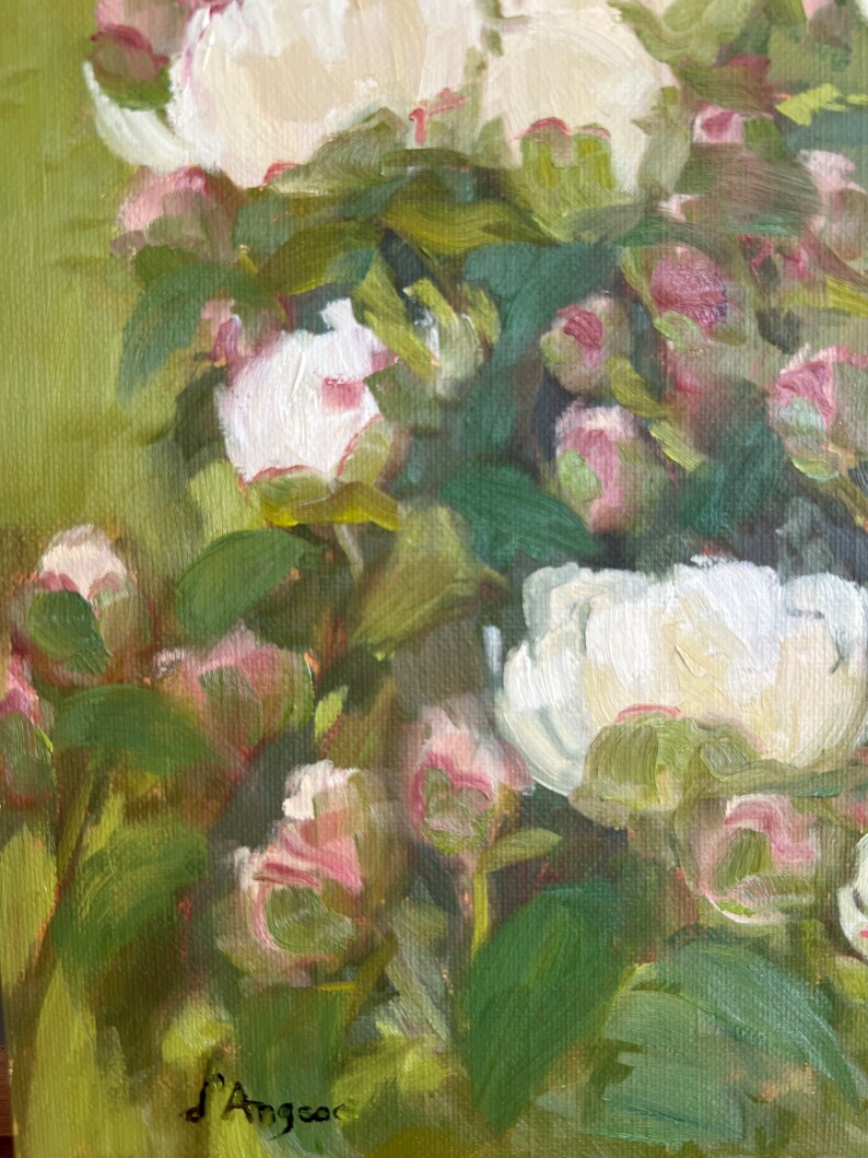Peonies 9x12in Original Fine Art Oil Painting on Panel White Peonies ...