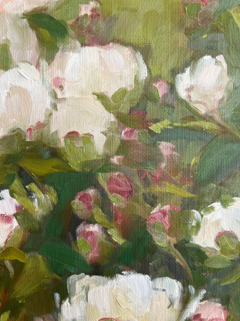 Peonies 9x12in Original Fine Art Oil Painting on Panel White Peonies ...