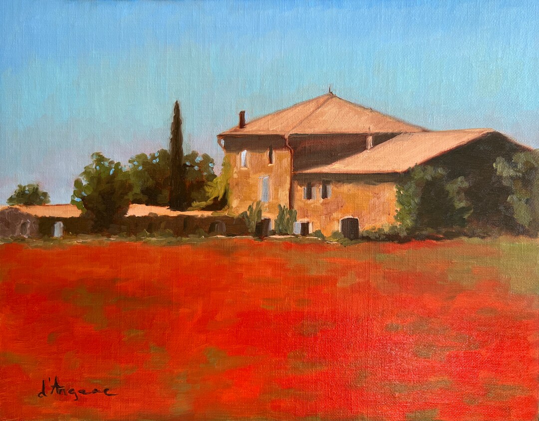 Provence, Original Oil Painting, 11x14in, Landscape Oil Painting, Red ...