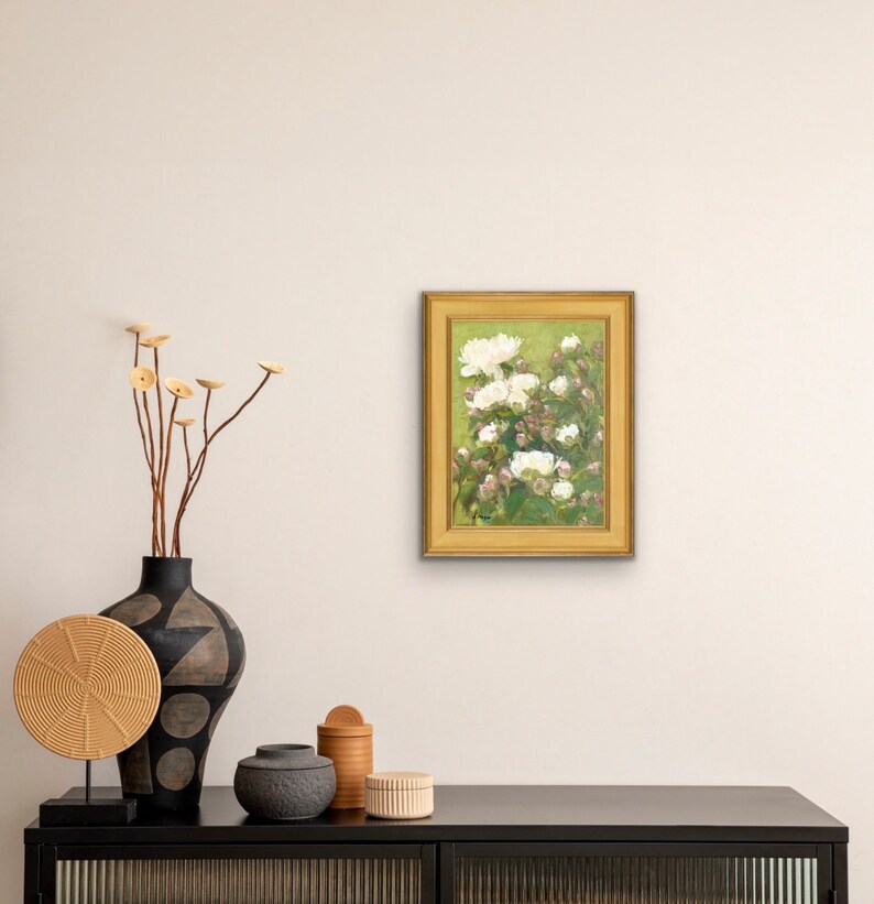 Peonies 9x12in Original Fine Art Oil Painting on Panel White Peonies ...