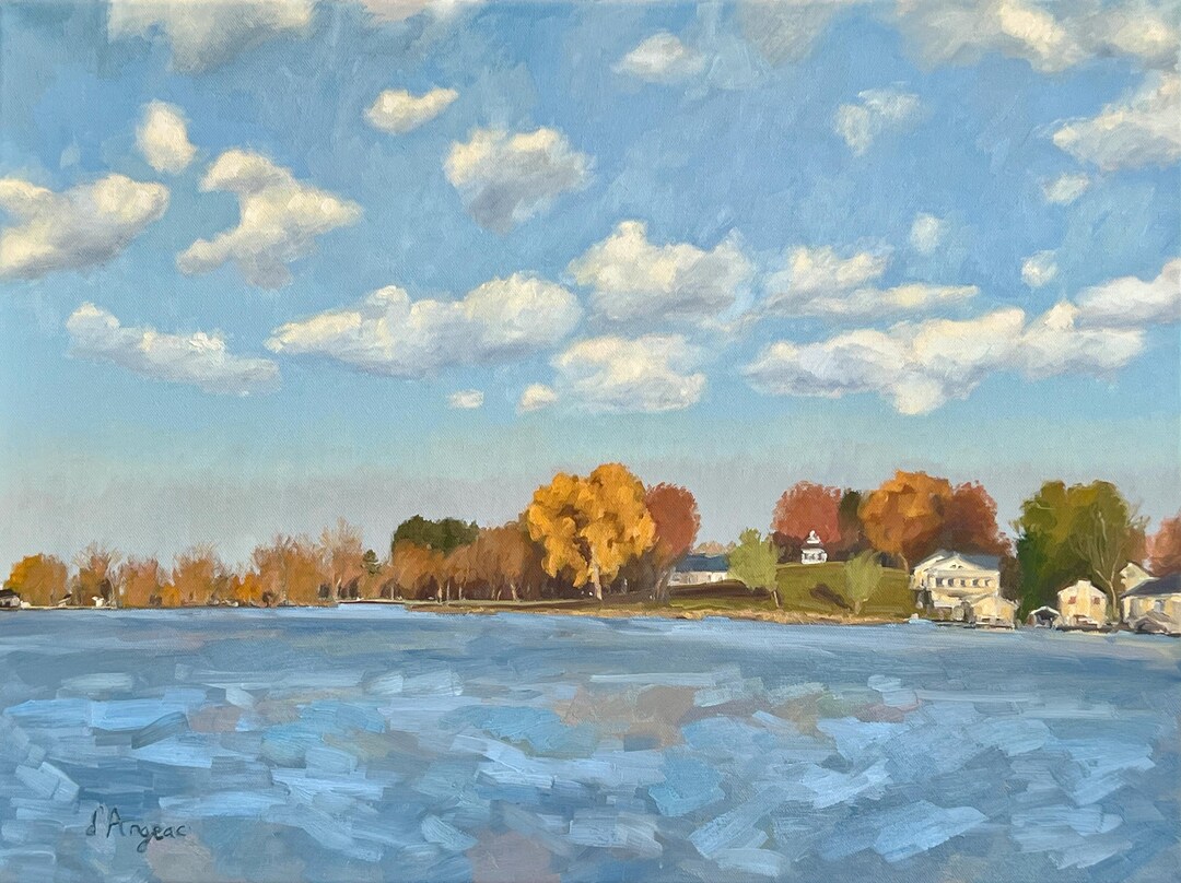 Wisconsin Lake, Original Oil Painting, Dangeacpainting, 18x24 Landscape ...