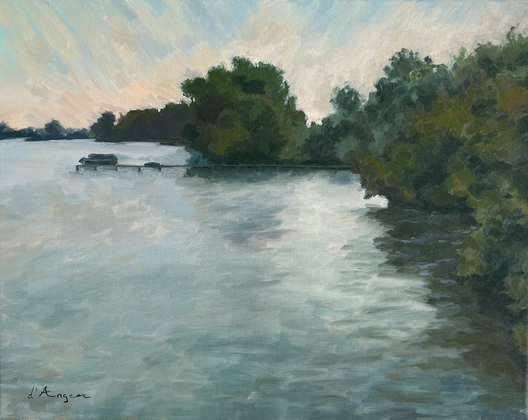 Wisconsin Lake Art Print - Summer Evening Landscape , From an Original ...