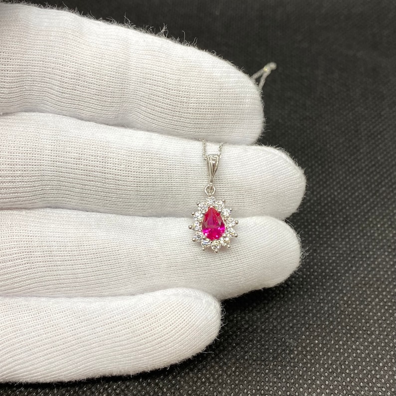 925K Sterling Silver Ruby Necklace for Women, July Birthstone ...