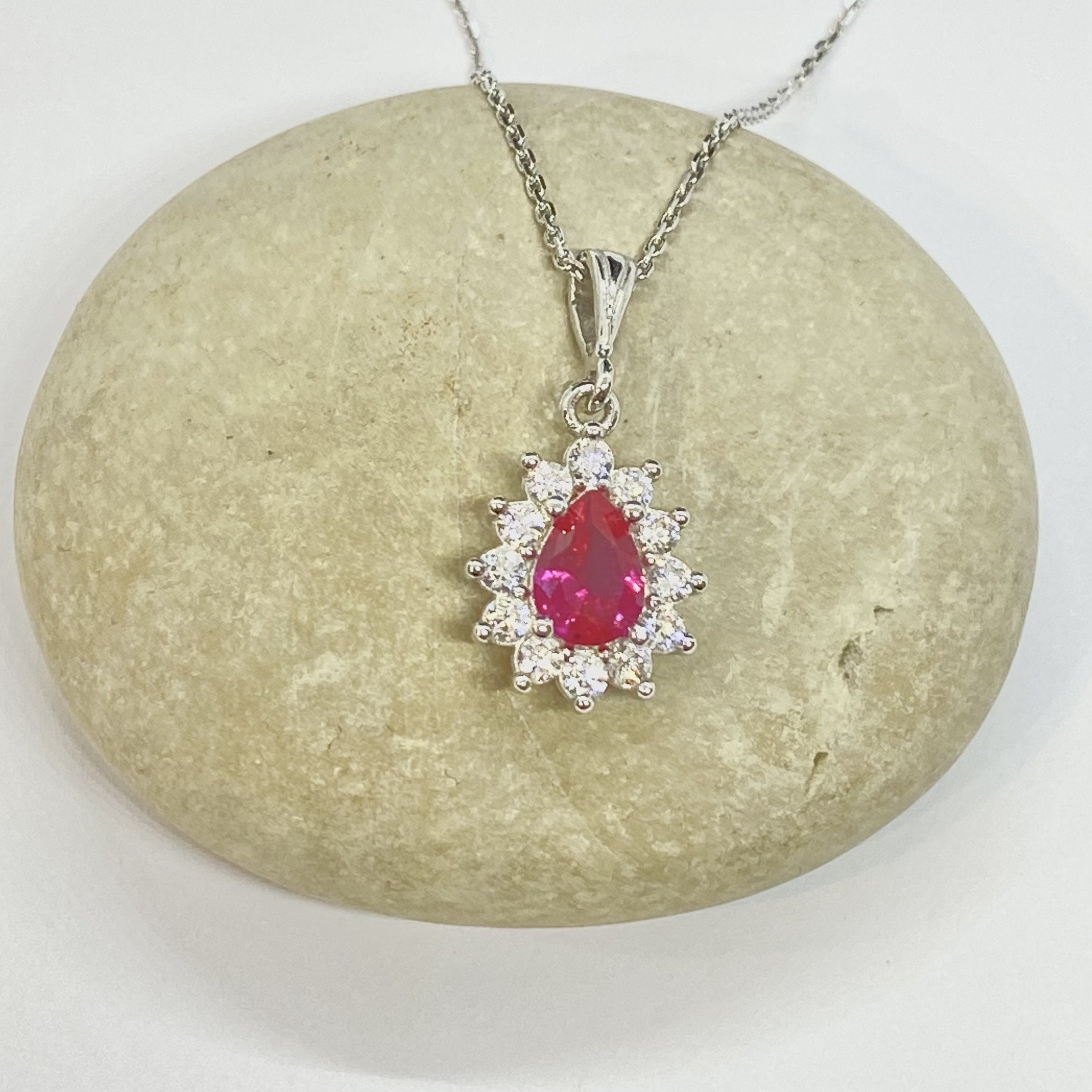 925K Sterling Silver Ruby Necklace for Women, July Birthstone ...