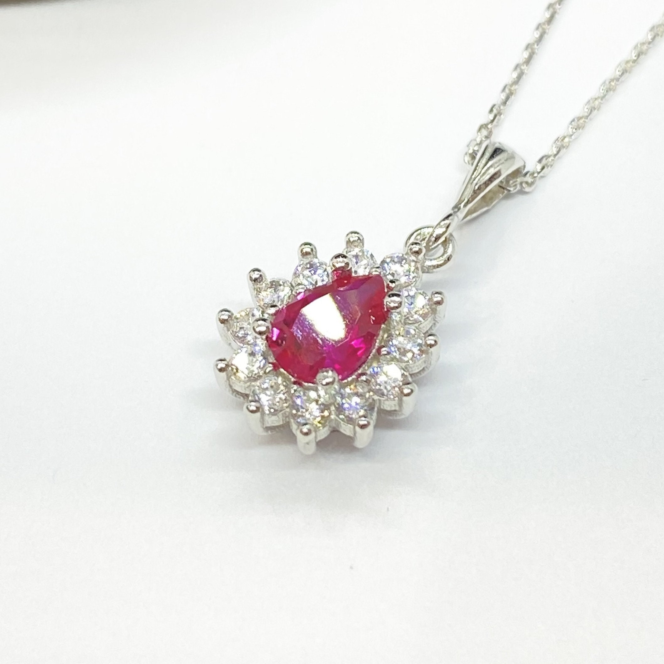 925K Sterling Silver Ruby Necklace for Women, July Birthstone ...