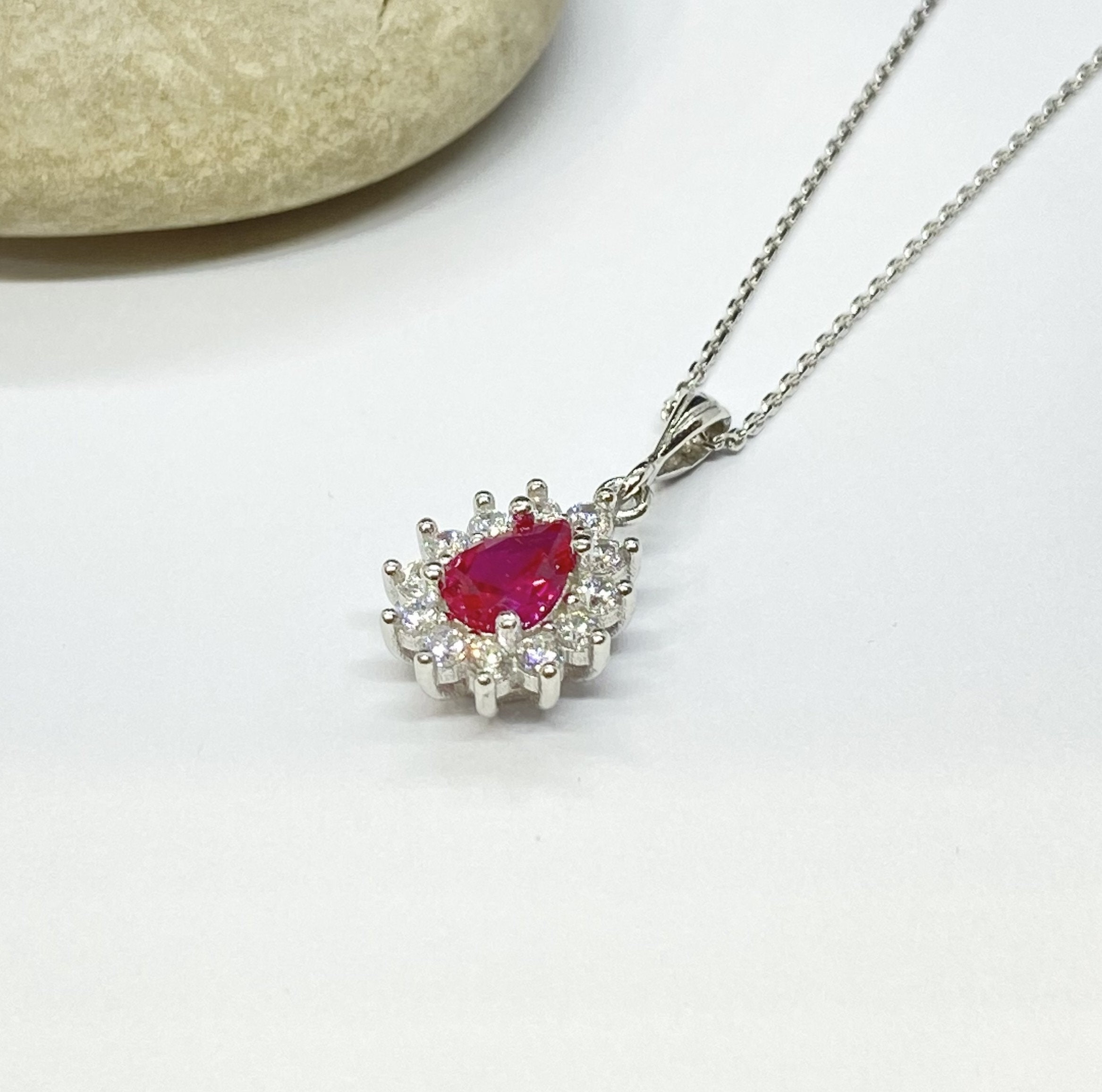 925K Sterling Silver Ruby Necklace for Women, July Birthstone ...