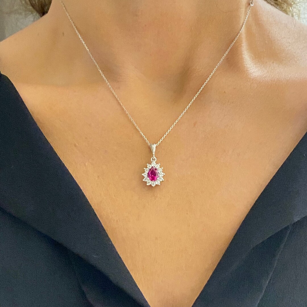 925K Sterling Silver Ruby Necklace for Women, July Birthstone ...