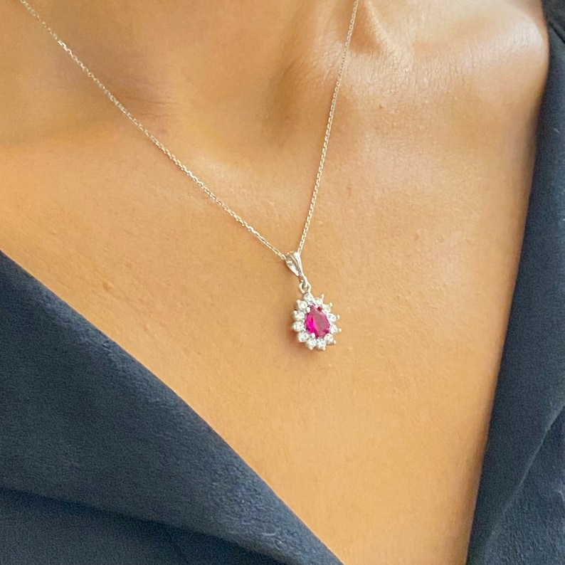 925K Sterling Silver Ruby Necklace for Women, July Birthstone ...