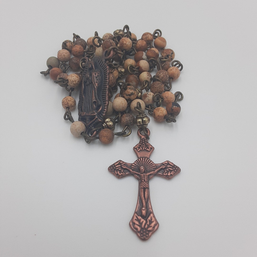 Handmade Picture Stone Rosary | Natural Gemstone Catholic Rosary ...