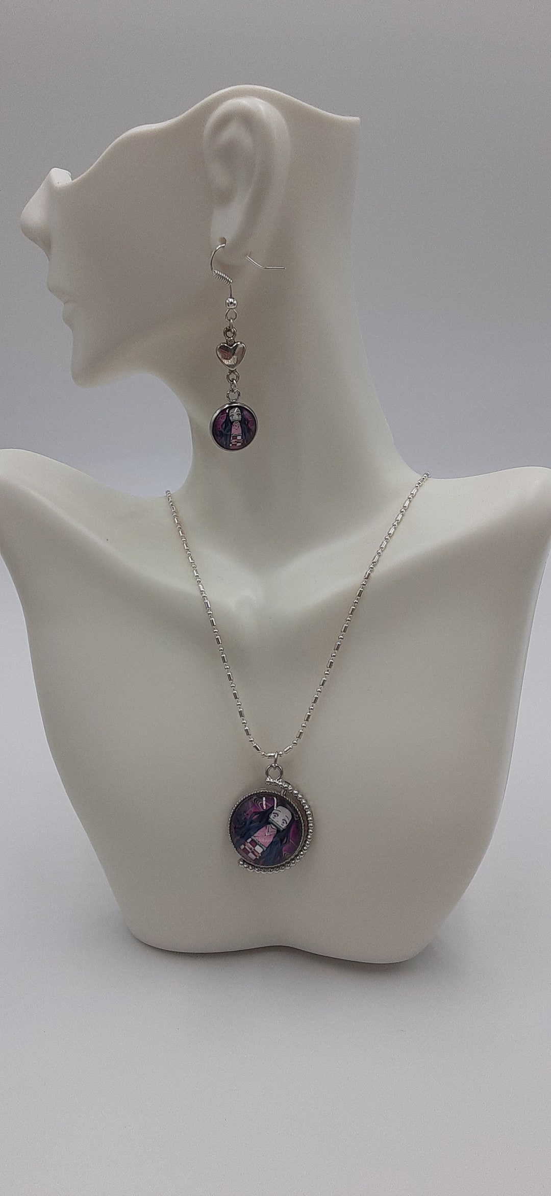 Silver Demon Slayer Necklace and Earring Sets Series 2 - Etsy