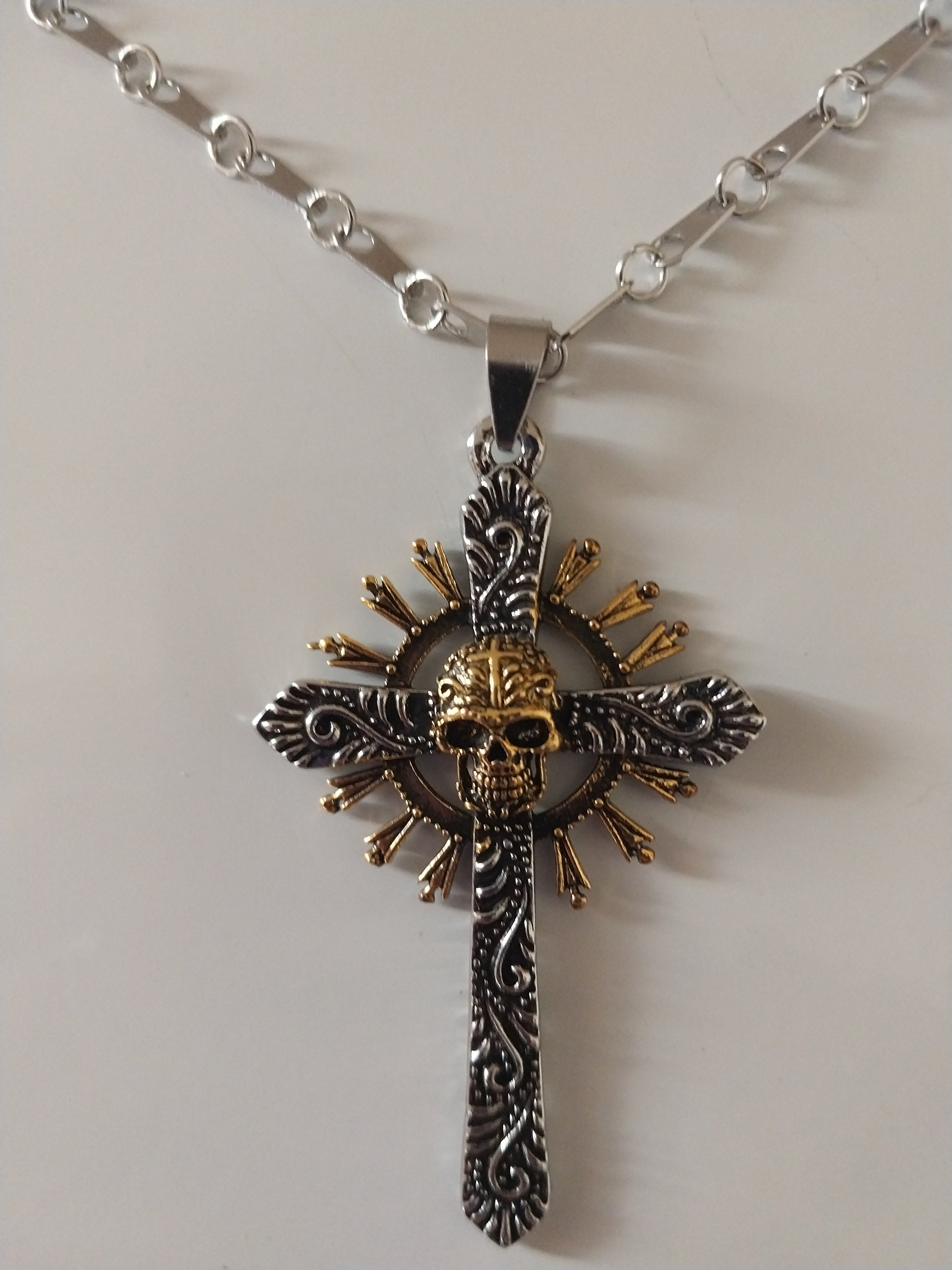 Eyelet Skull Cross Necklace | Crusader Jewelry - Etsy