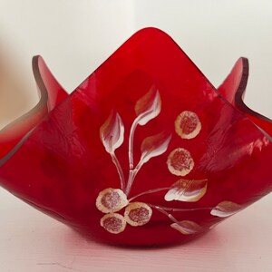 Recycled Up-cycled Hand Painted Red Art Glass Slumped Glass Dish #6 - Etsy