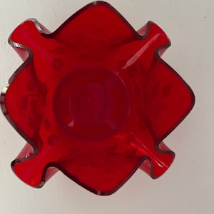 Recycled Up-cycled Hand Painted Red Art Glass Slumped Glass Dish #6 - Etsy