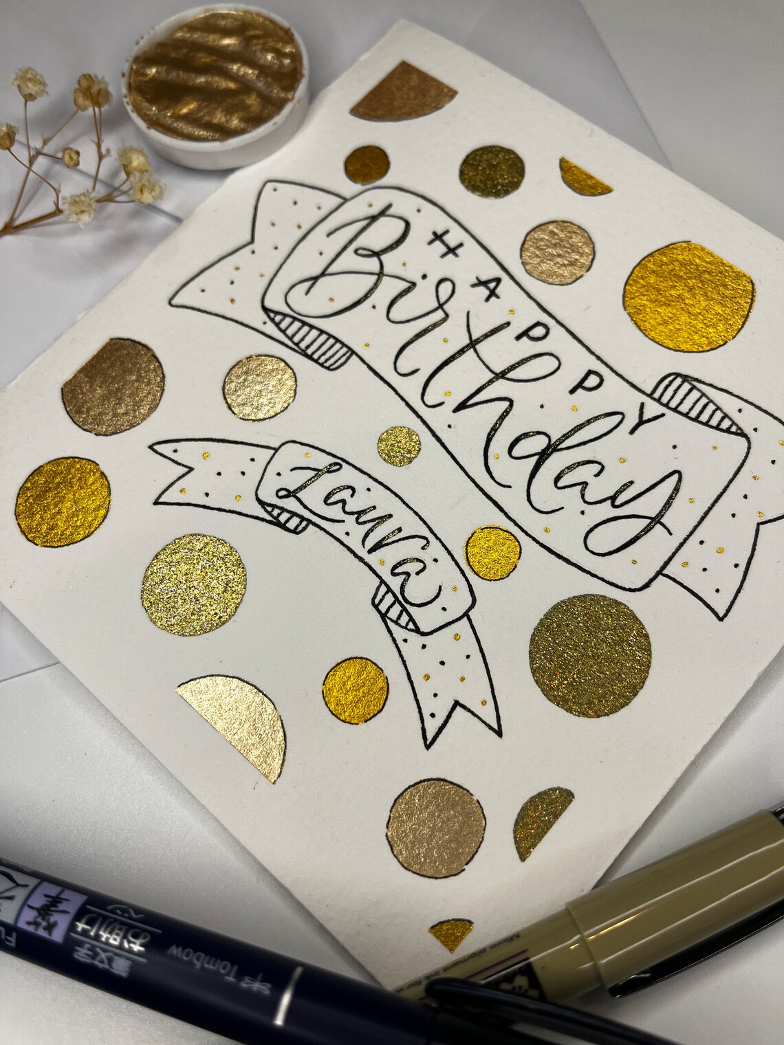 Personalised Birthday Card Handwritten Handmade Calligraphy - Etsy